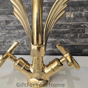 Unlacquered Brass Swan Faucet With Two Handles - Swan Elegance ...