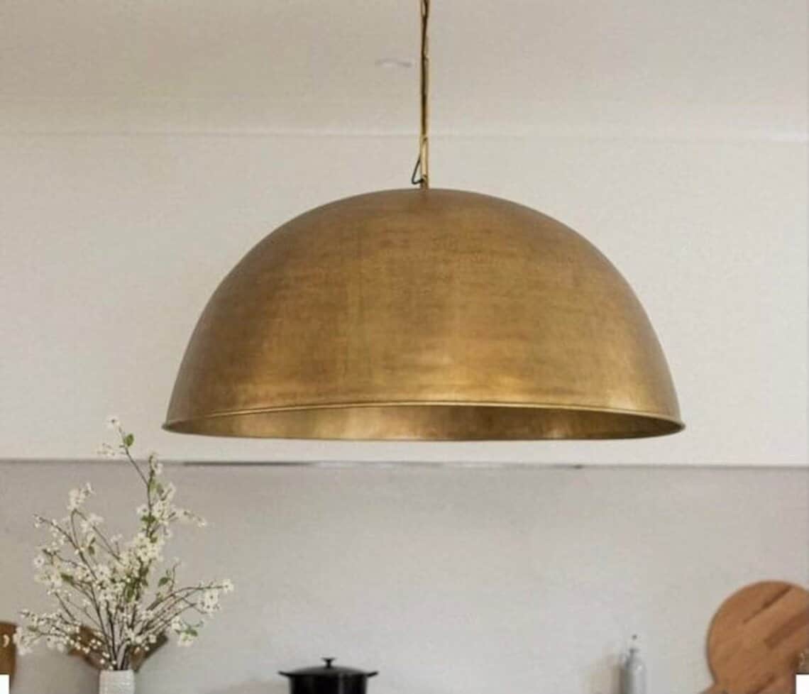 Antique Brass Dome Pendant Oxide Brass Ceiling Light Hammered - Etsy