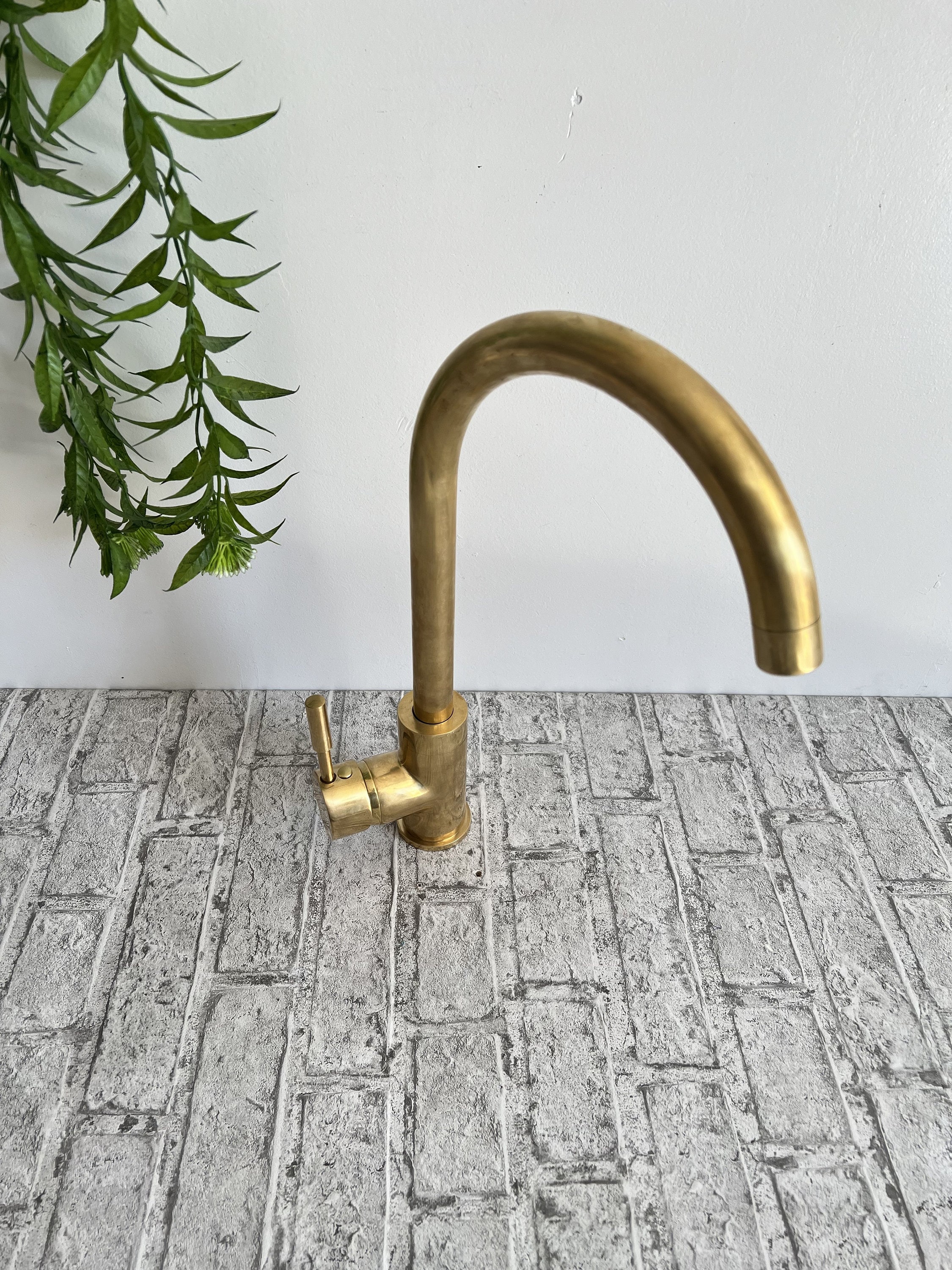 Unlaquered Brass Basin Faucet for a Mid-century Modern - Etsy
