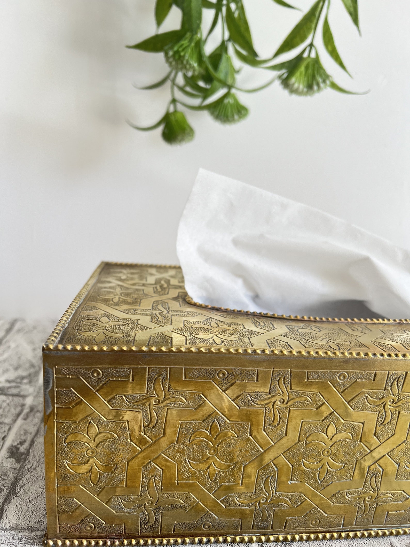 Engraved Solid Brass Tissue Box Cover Rectangular Solid Brass Tissue ...