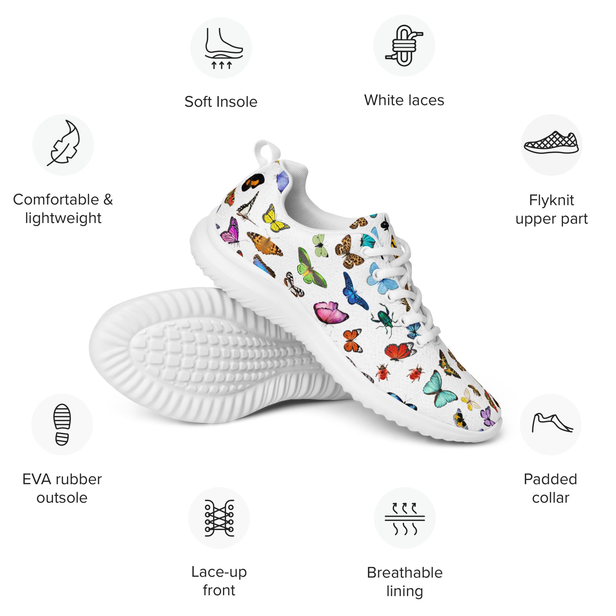 Women’s Colorful Spring Bug and Butterfly Athletic Shoes - Etsy
