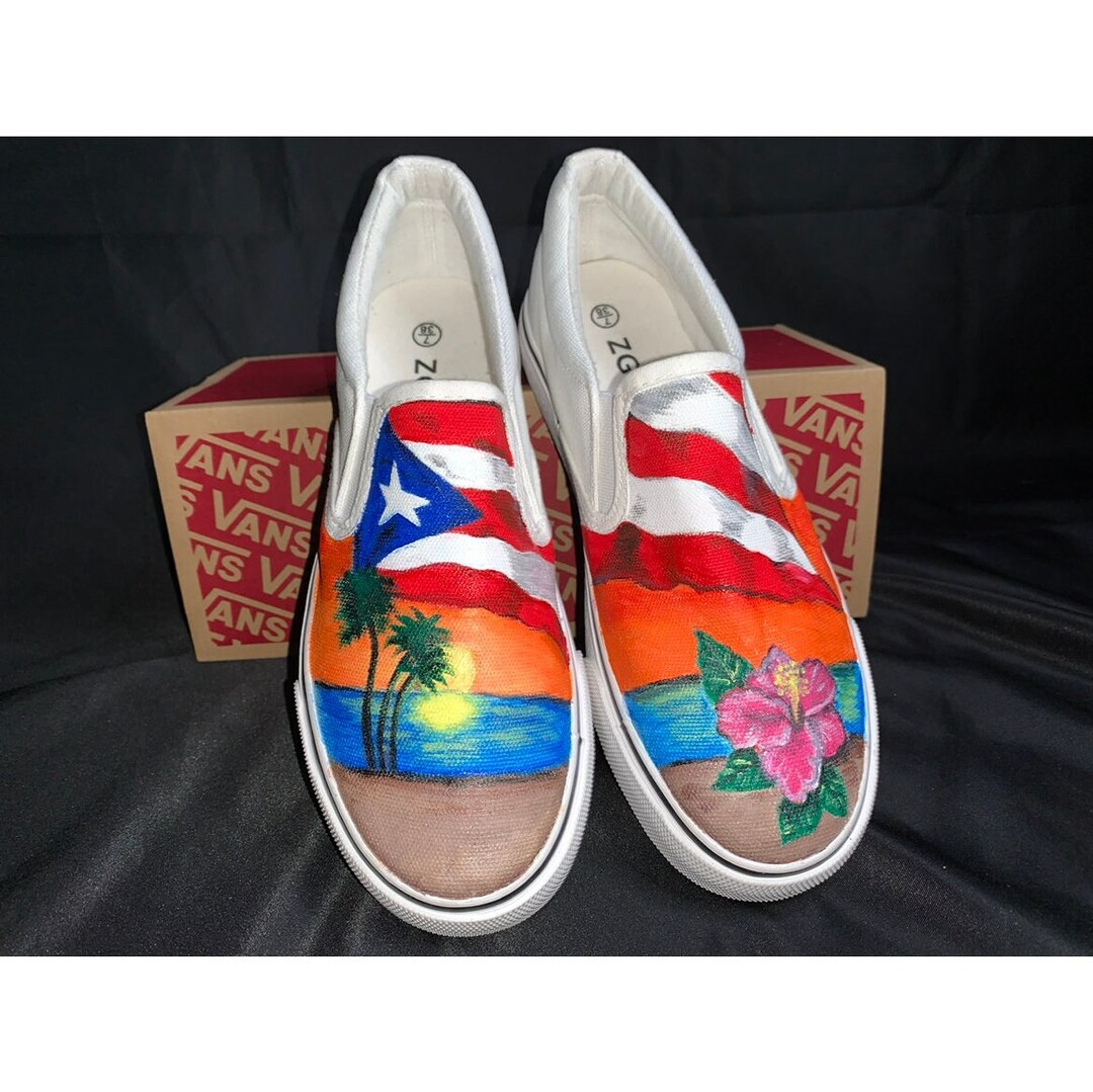 Puerto Rican Hand-painted Vans - Etsy
