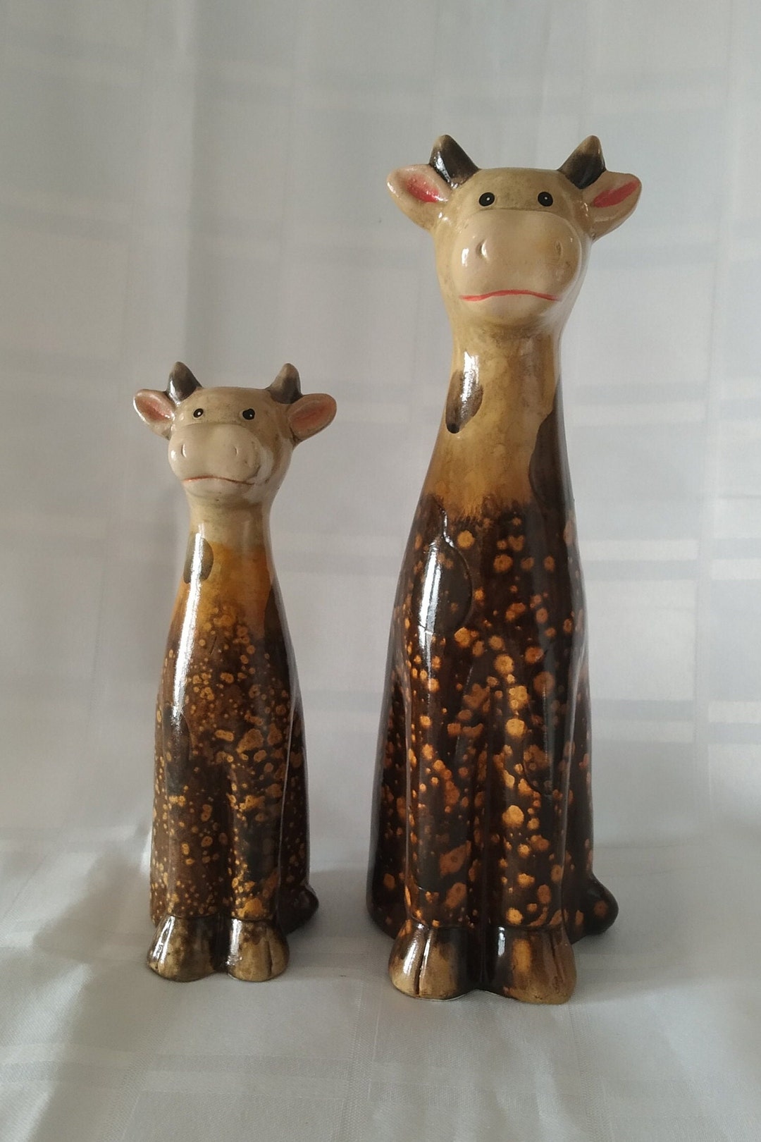 24.5 Cm Two Rare Ceramic Cow Figurines. Ceramic Porcelain, A Gift for ...