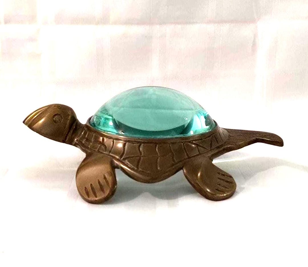 20.5 Cm Brass Sea Turtle Magnifying Glass Paper Backdrop With Glass ...