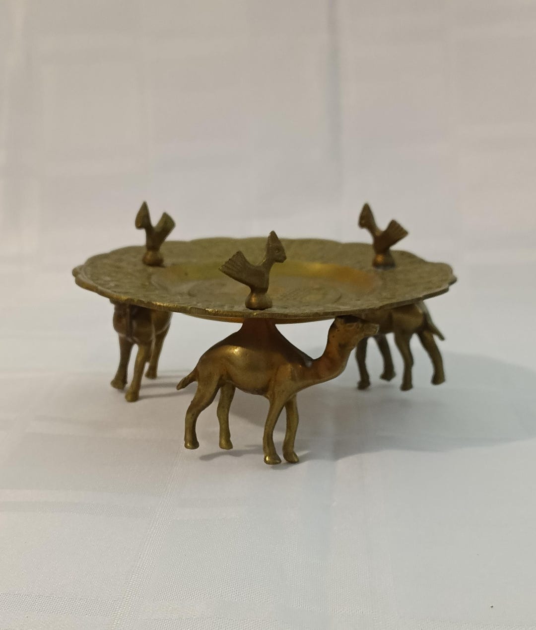 Brass Ashtray With Camels and Birds. Solid Brass Decorative Plate ...