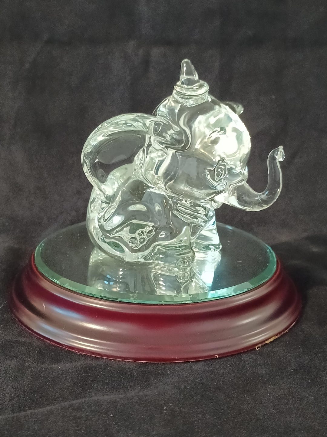 Disney Arribas Bbros Crystal Dumbo ELEPHANT on Wood Base With Mirror - Etsy