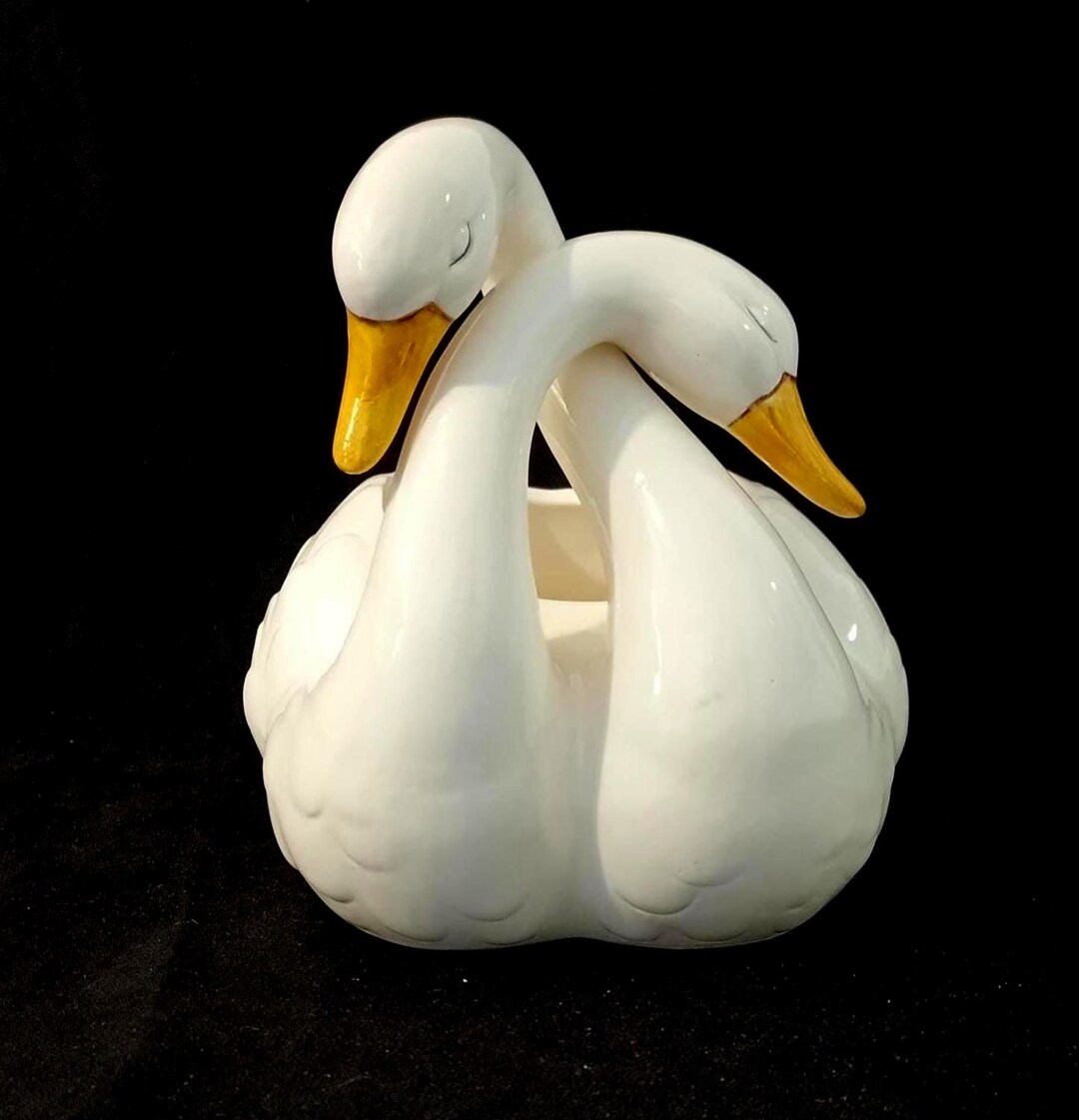 16 Cm Ron Gordon Intertwined Swans Planter. 1983 2 Swans Geese Love Ron ...