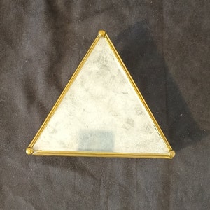 Triangular Etched Glass Trinket Box With Brass Finish. Mexico - Etsy