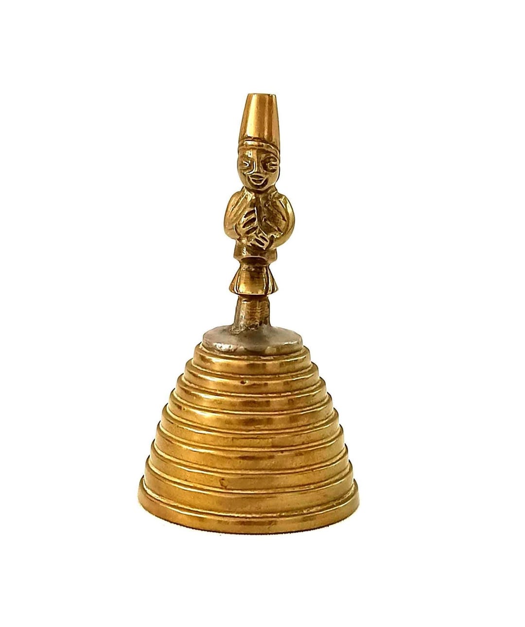 9 Cm Vintage Brass Praying Man Bell Oriental Asian Moroccan Beehive ...
