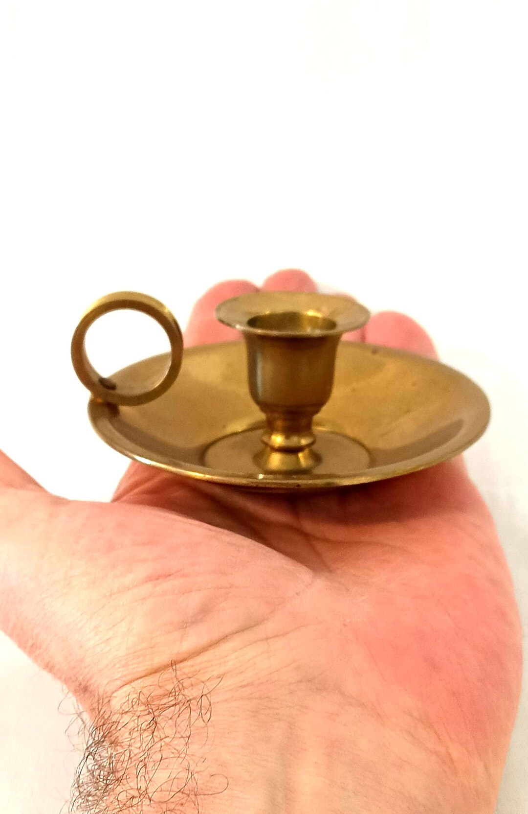 Brass Candlestick - Solid Brass Candlestick With Finger Hole, Colonial ...