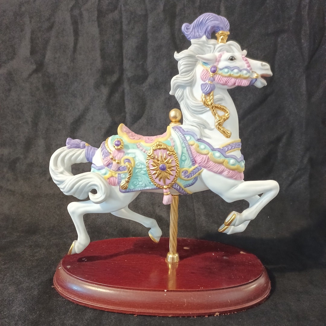 Lenox Carousel Horse Statue. Hand Painted Lenox Horse. 1990 Rainbow ...