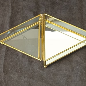 Triangular Etched Glass Trinket Box With Brass Finish. Mexico - Etsy