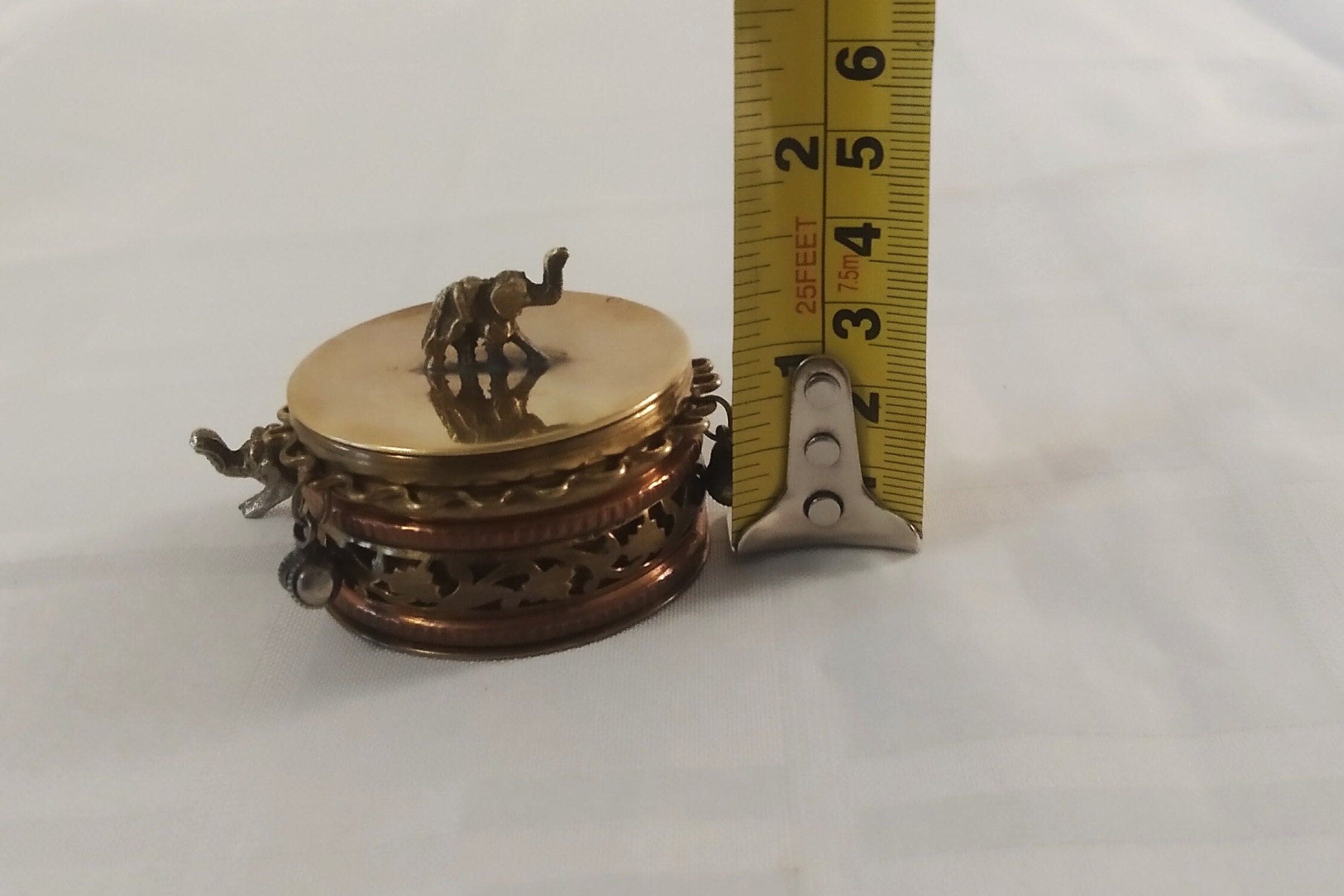 Brass Elephant Copper Trinket Box Round Pendants With - Etsy