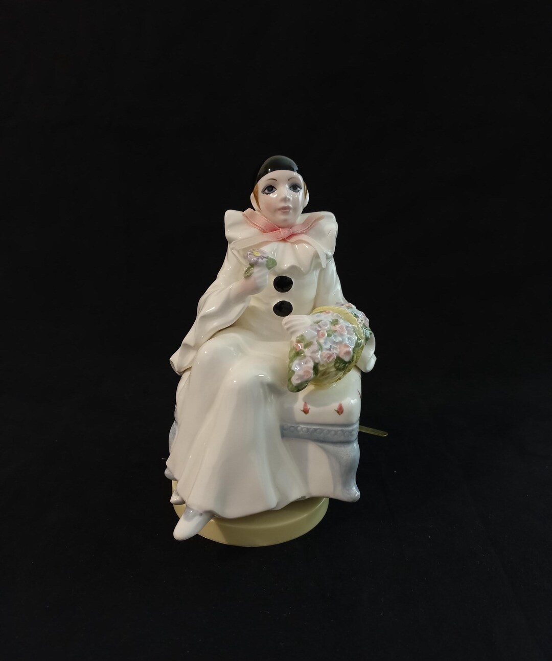 16 Cm Schmid 'pierrot Love' Porcelain Musical Rotating Figurine, French ...