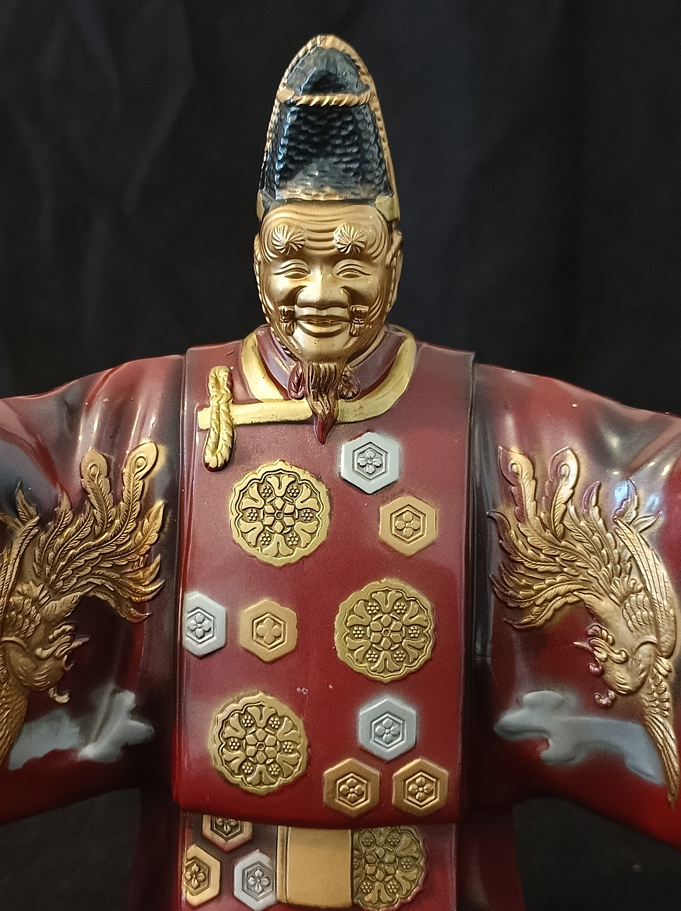 20 Cm Okina Noh Doll Kabuki Dancer Bronze Mixed Metal Statue 1950's ...