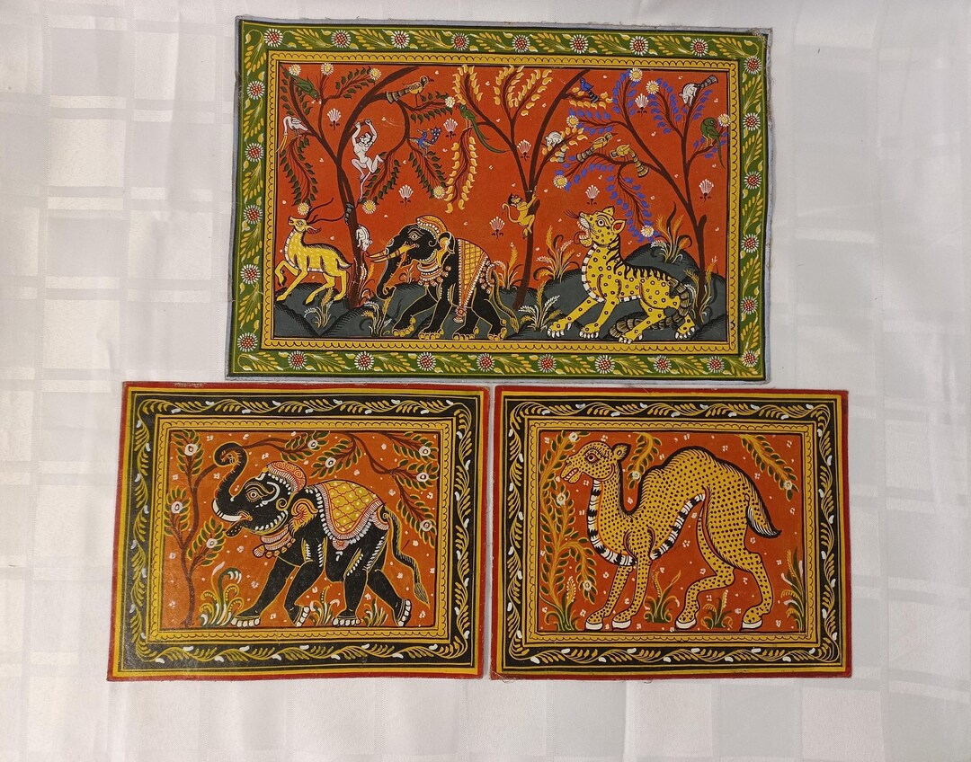 Three Indian Traditional Paintings in Pattachitra Style - Etsy