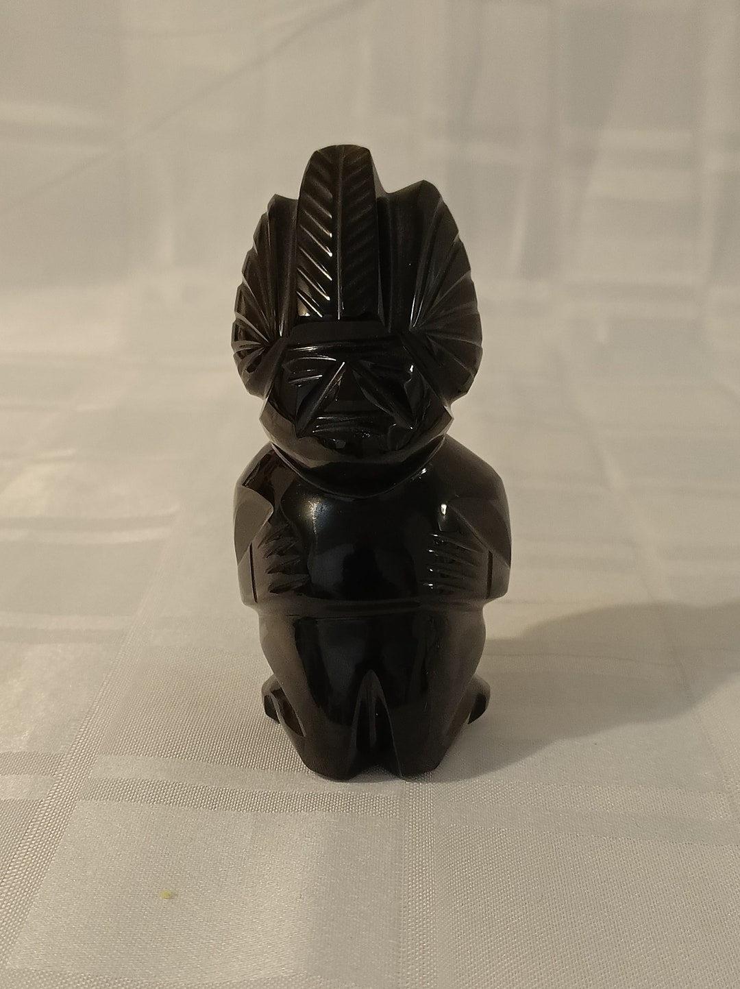 10.5 Cm Aztec/mayan Obsidian Statue, Black Obsidian Carving, Obsidian ...