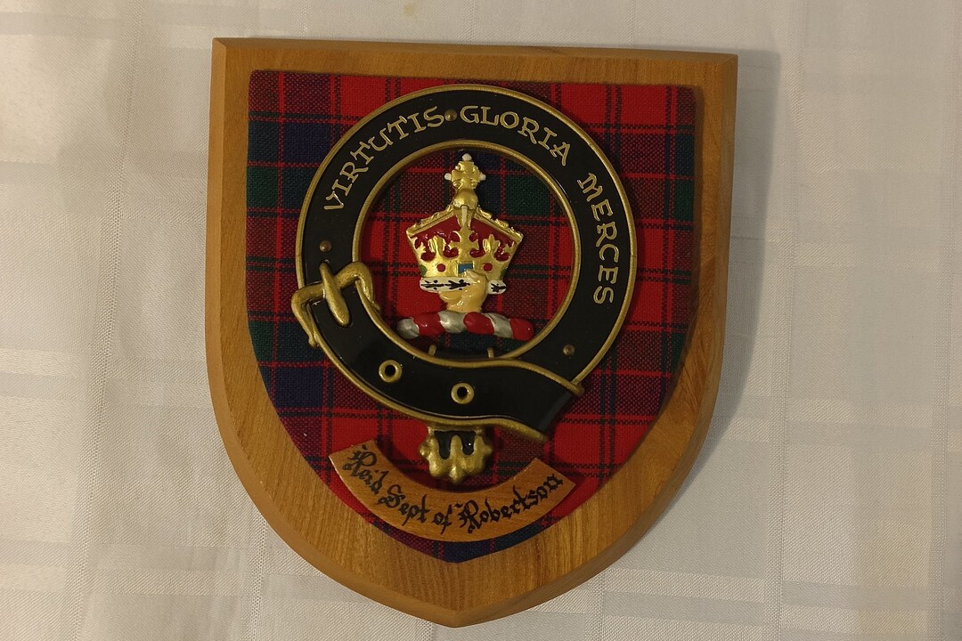 20x18cm Wall Plaque With Clan Coat of Arms of Earl Robertson Virescit ...