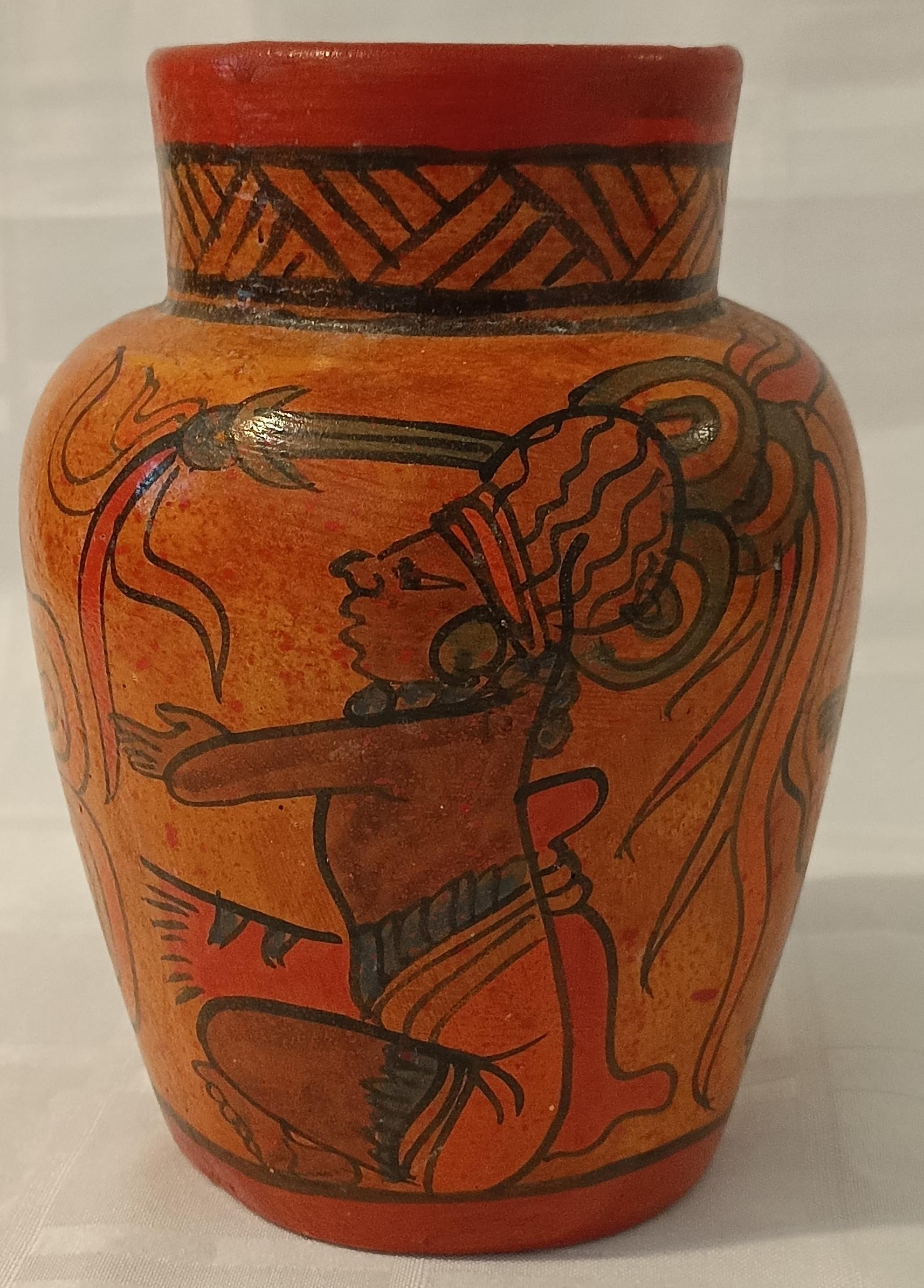 16.5 Cm Aztec and Inca Vase Mexican Tonal Pottery Crafted in Mexican ...