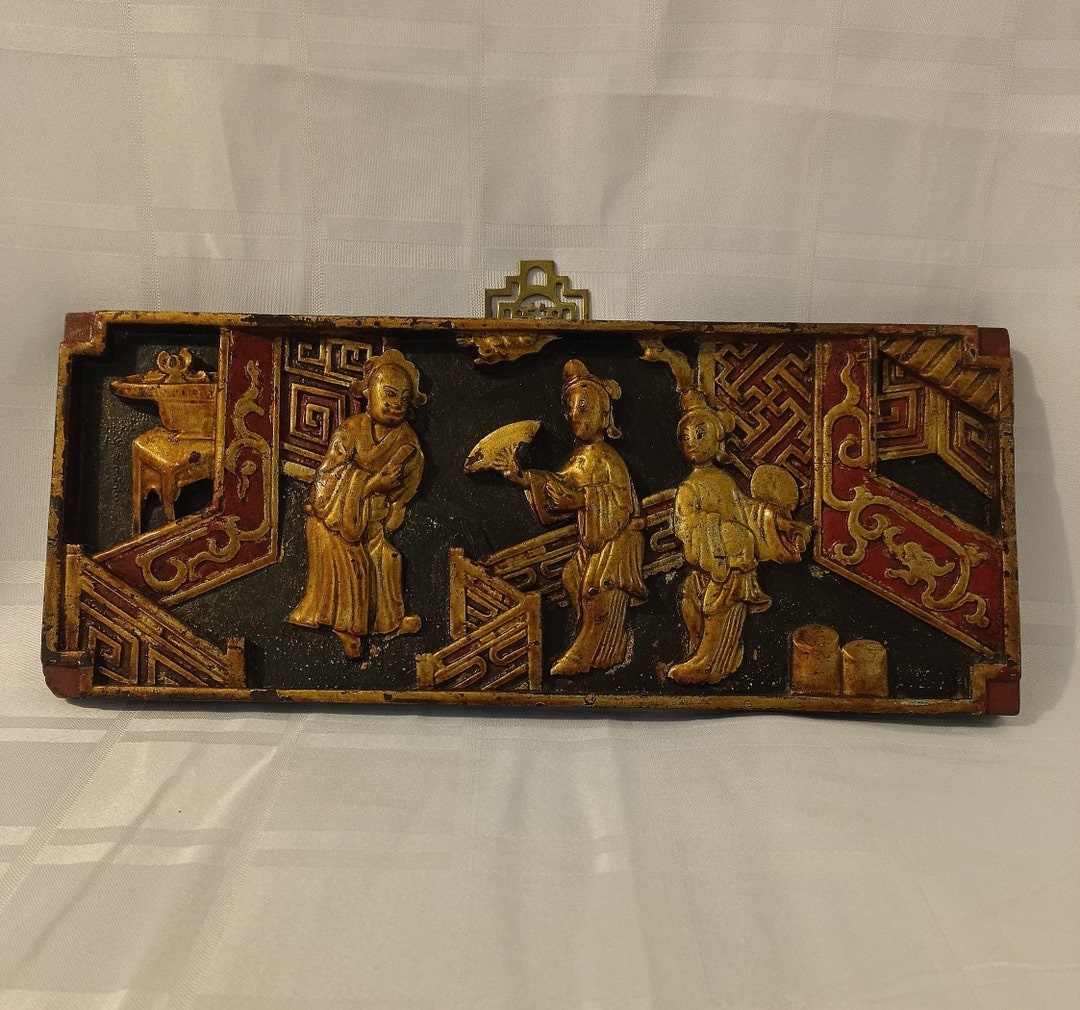 33cm Ancient Chinese Wood Panel Carving Decorative Wall Decoration ...