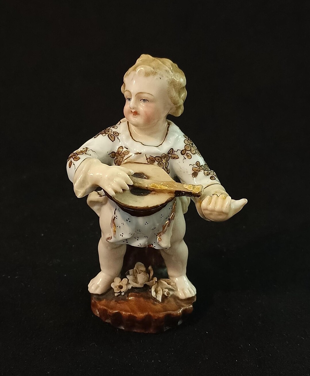 8 Cm Boy Playing Mandolin Original Antique Meissen Style Figurine. Rare ...