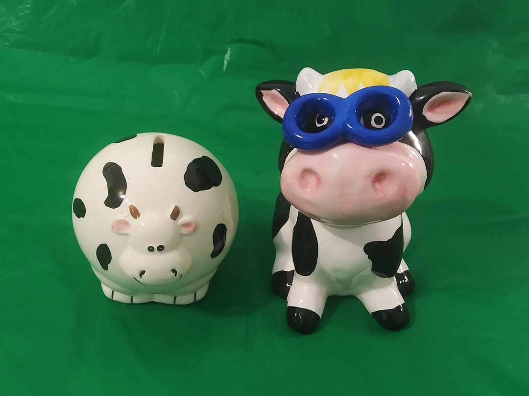 Porcelain Coin Banks "fat Cow" and Collectible Cow With Glasses. - Etsy