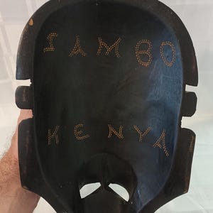 37cm Kenyan African Mask Hand Carved Wood Tribal Decor Boho Decor ...