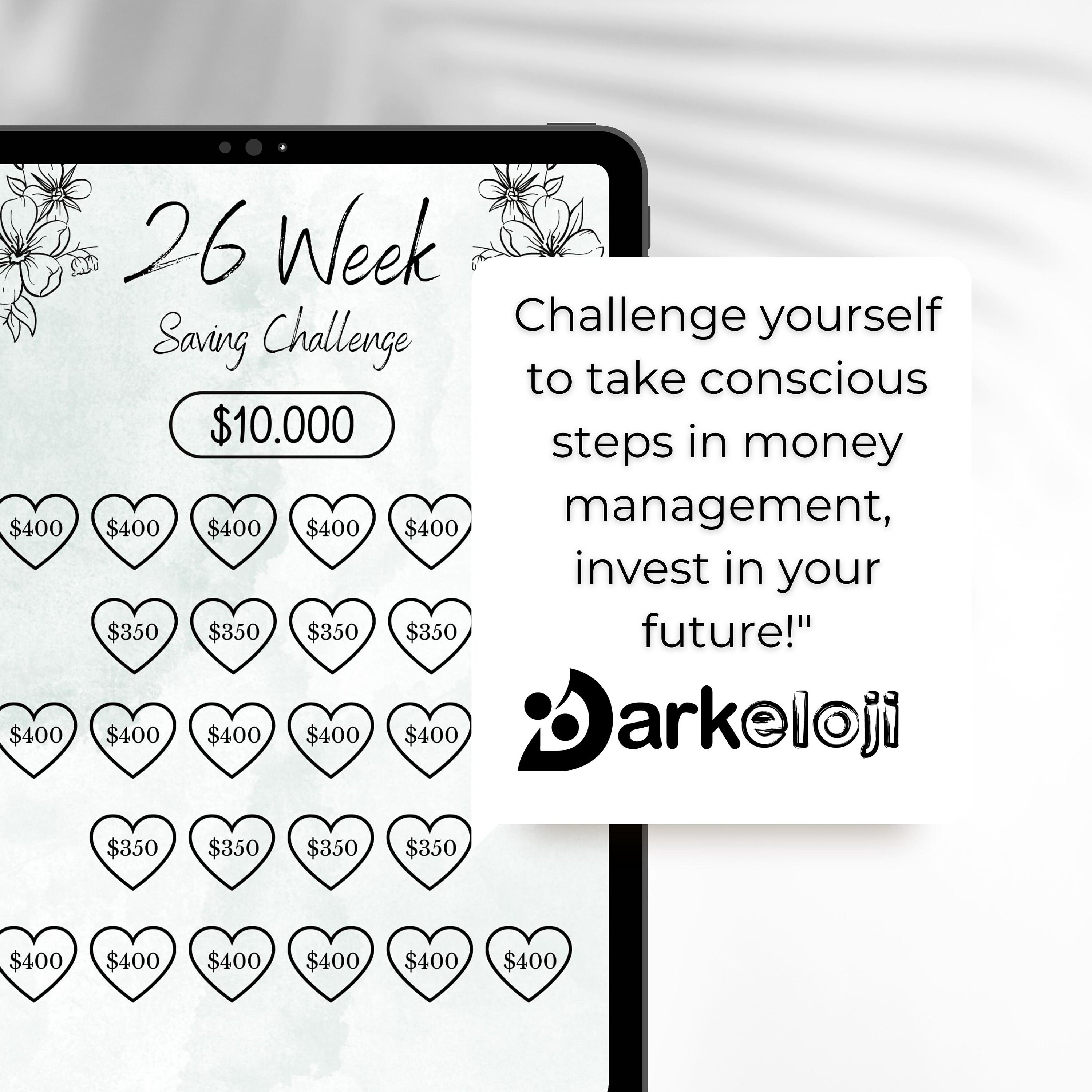 26 Week Savings Challenge 10K Printable Budget Envelope - Etsy