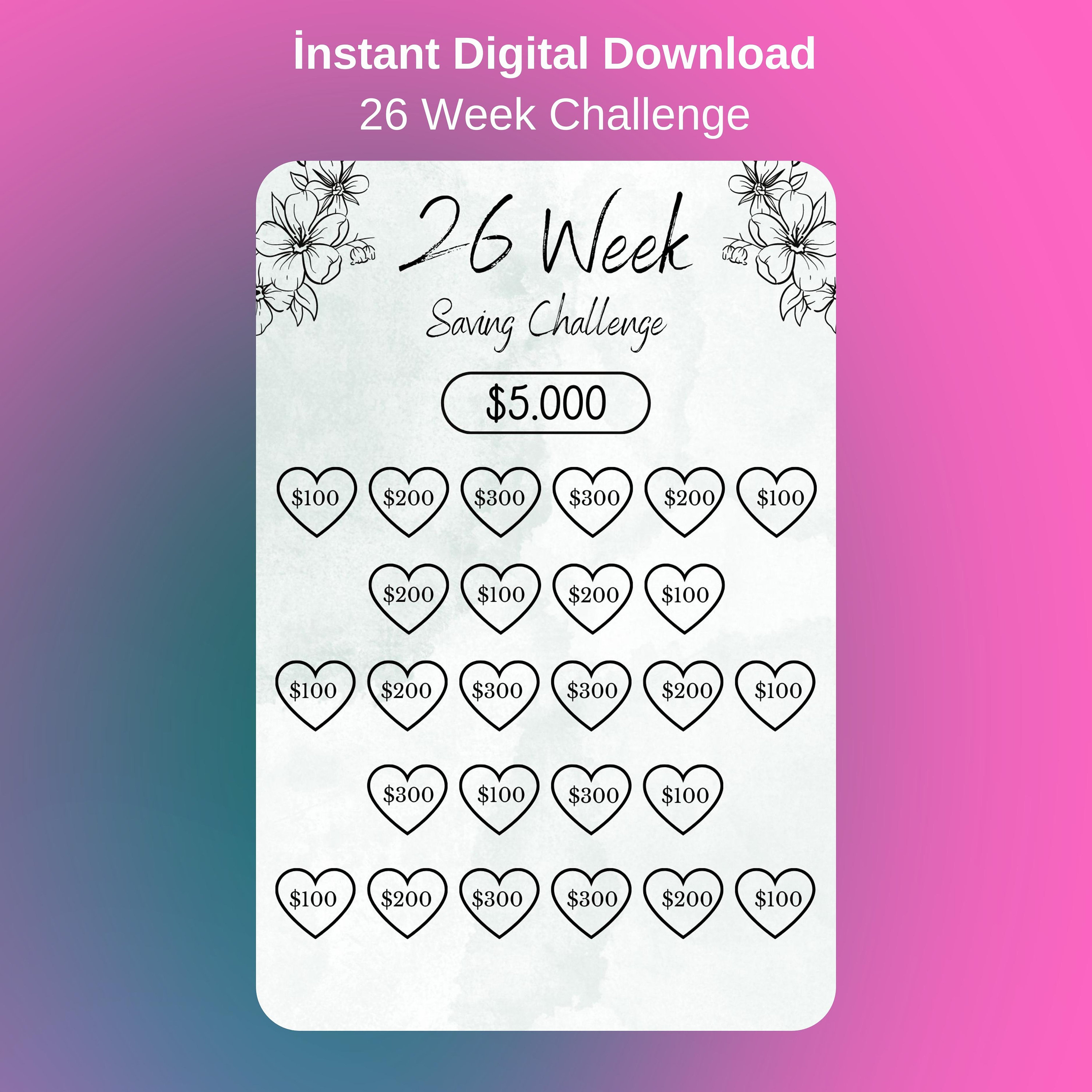 26 Week Savings Challenge 10K Printable Budget Envelope - Etsy