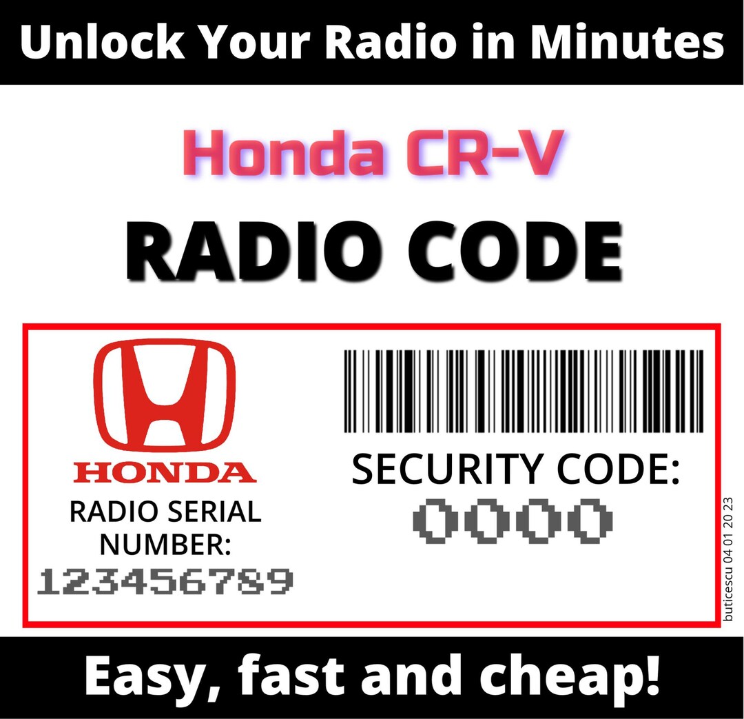Radio Cr-v Honda Cd Code Crv Player Unlock Decode Fast Service Pin Codes Stereo Key Models ...
