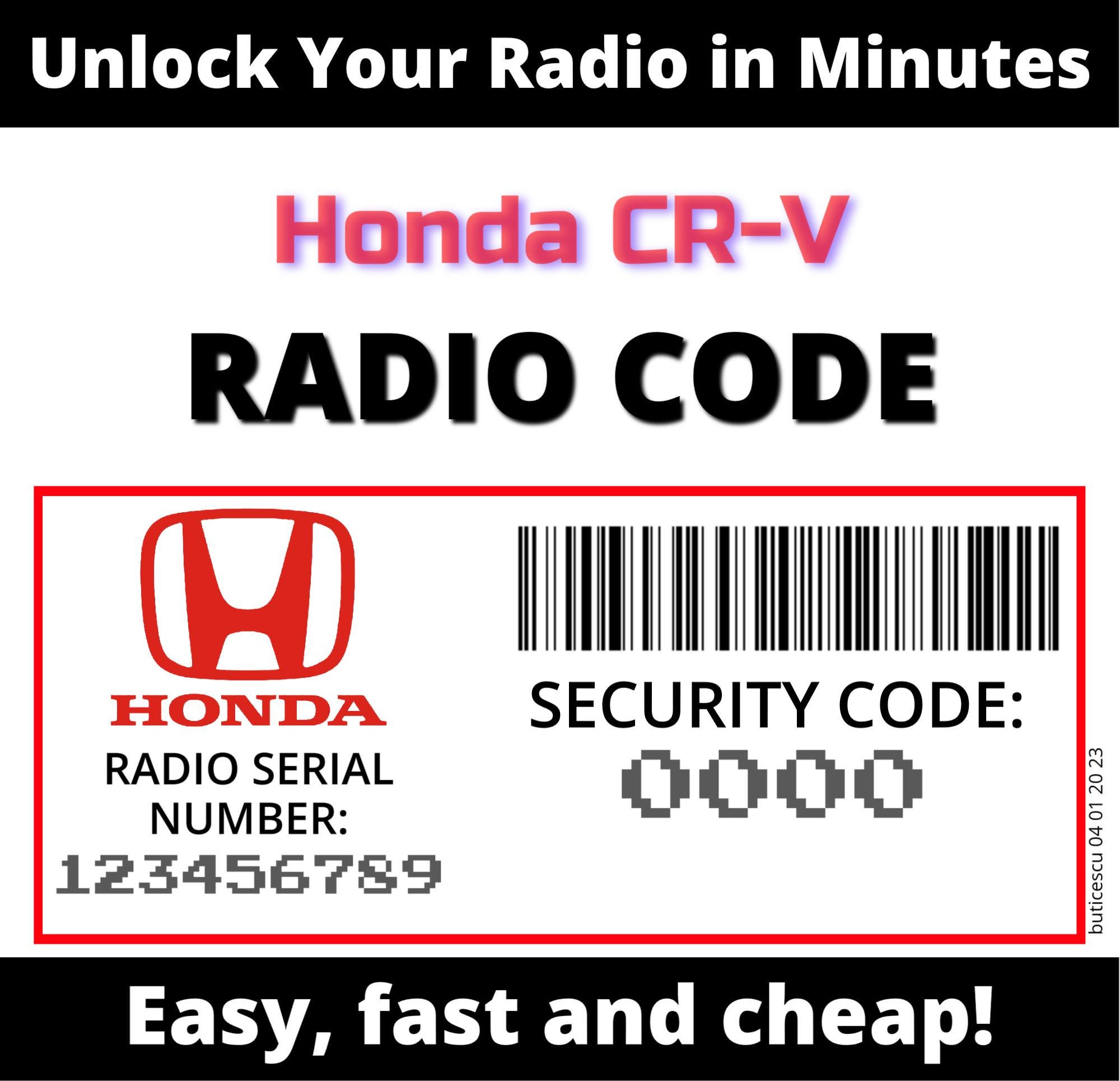 Radio Cr-v Honda Cd Code Crv Player Unlock Decode Fast Service Pin ...