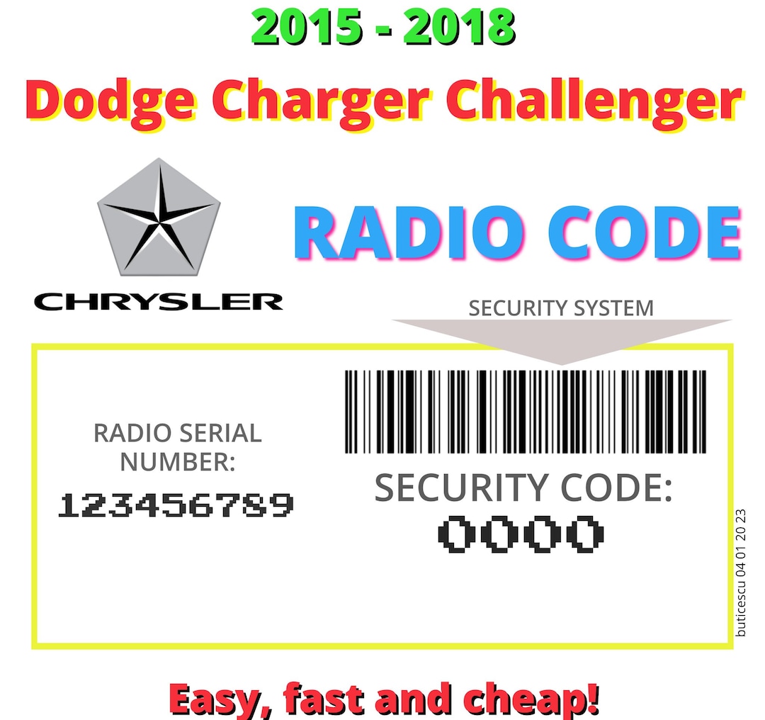 Radio Code Dodge Charger Challenger DECODE FAST SERVICE Chrysler Continental Pin - Etsy