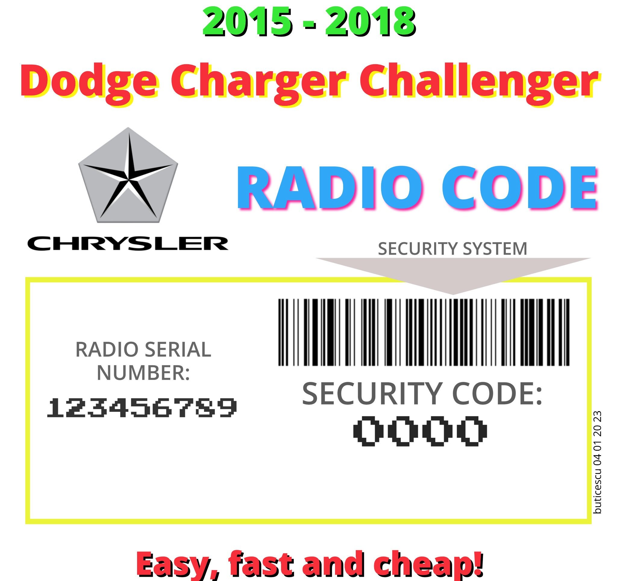 Radio Code Dodge Charger Challenger DECODE FAST SERVICE Chrysler ...