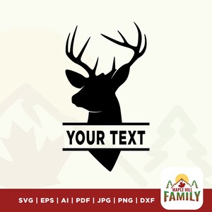 Deer Split Monogram, Deer Head Svg, Deer Svg, Buck Svg, Hunting ...