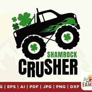 Shamrock Crusher SVG, Boys St Patrick Day SVG, Shamrock Monster Truck ...