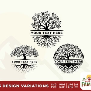 Split Tree Monogram SVG, Split Monogram Tree of Life Svg, Family Tree ...