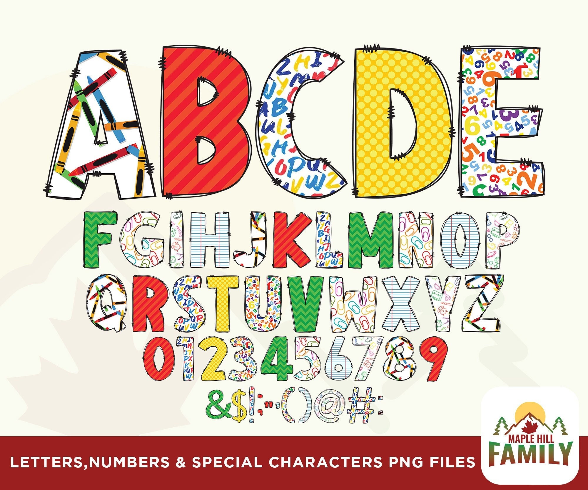 School Font Doodle Font Last Day of School Alphabet Bundle - Etsy