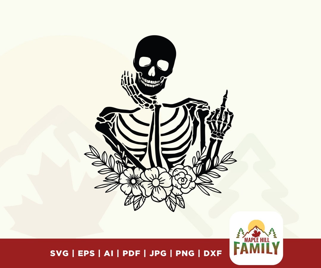 Floral Skeleton Middle Finger Svg, Human Skeleton Svg, Middle Finger ...