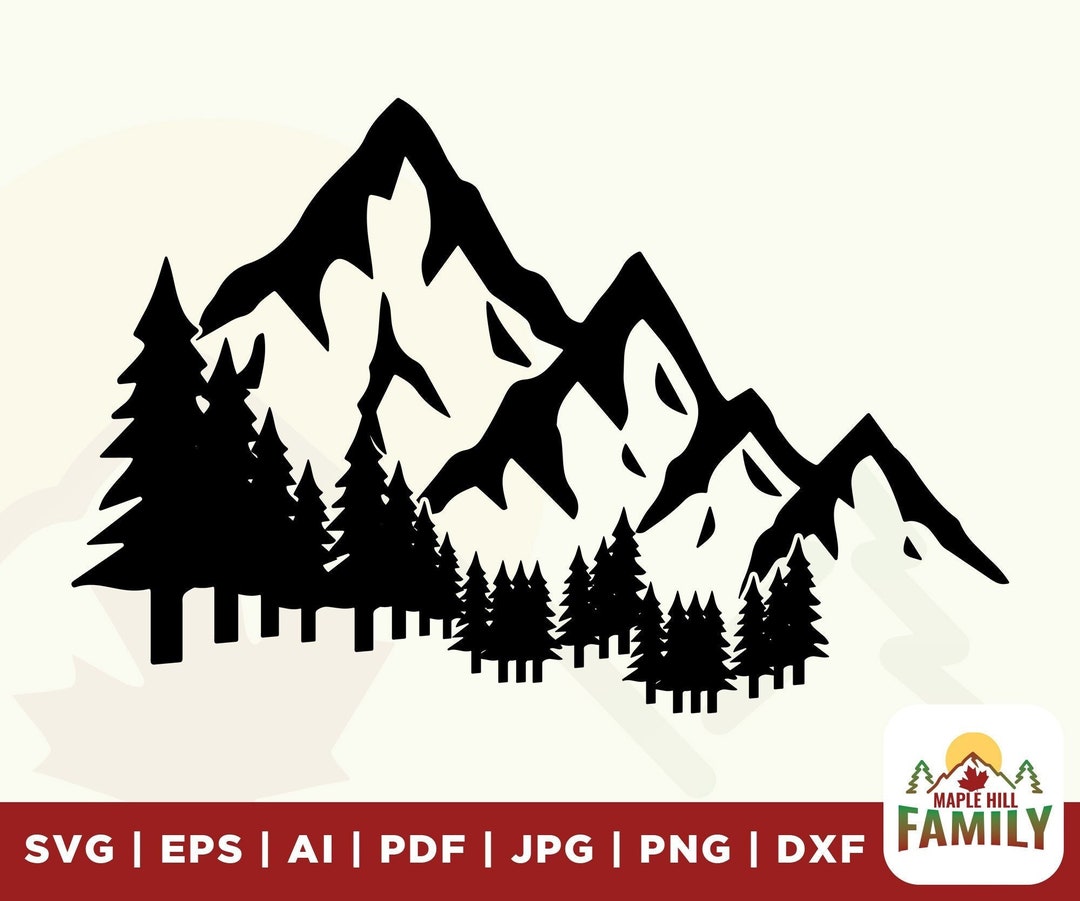 Mountain and Trees Svg, Trees Svg, Mountain Svg, Forest Svg, File for ...