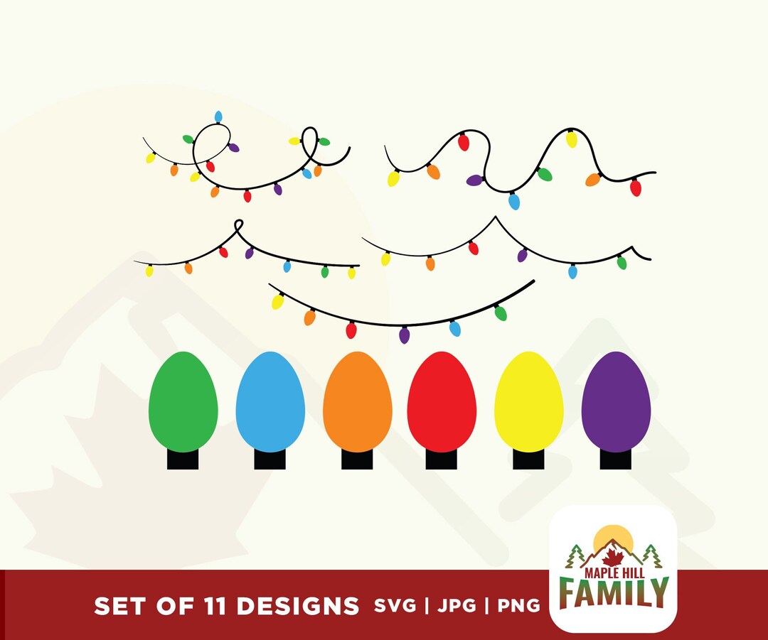 Christmas Lights Svg, Lights Svg, Bulb Svg, Seamless, Tiling, Merry ...