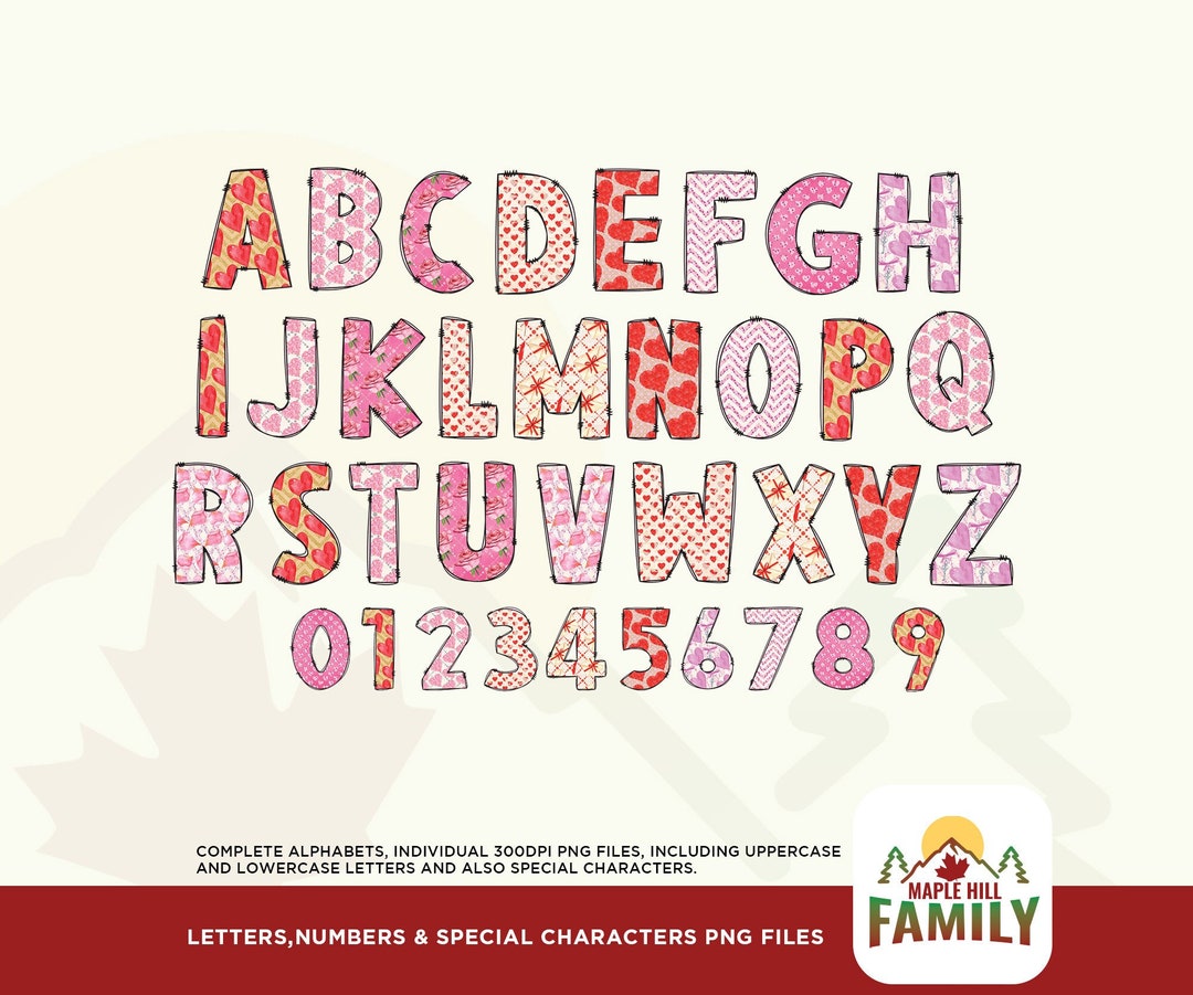 Valentines Doodle Svg, Valentines Svg, Valentine’s Font Svg, Letters ...