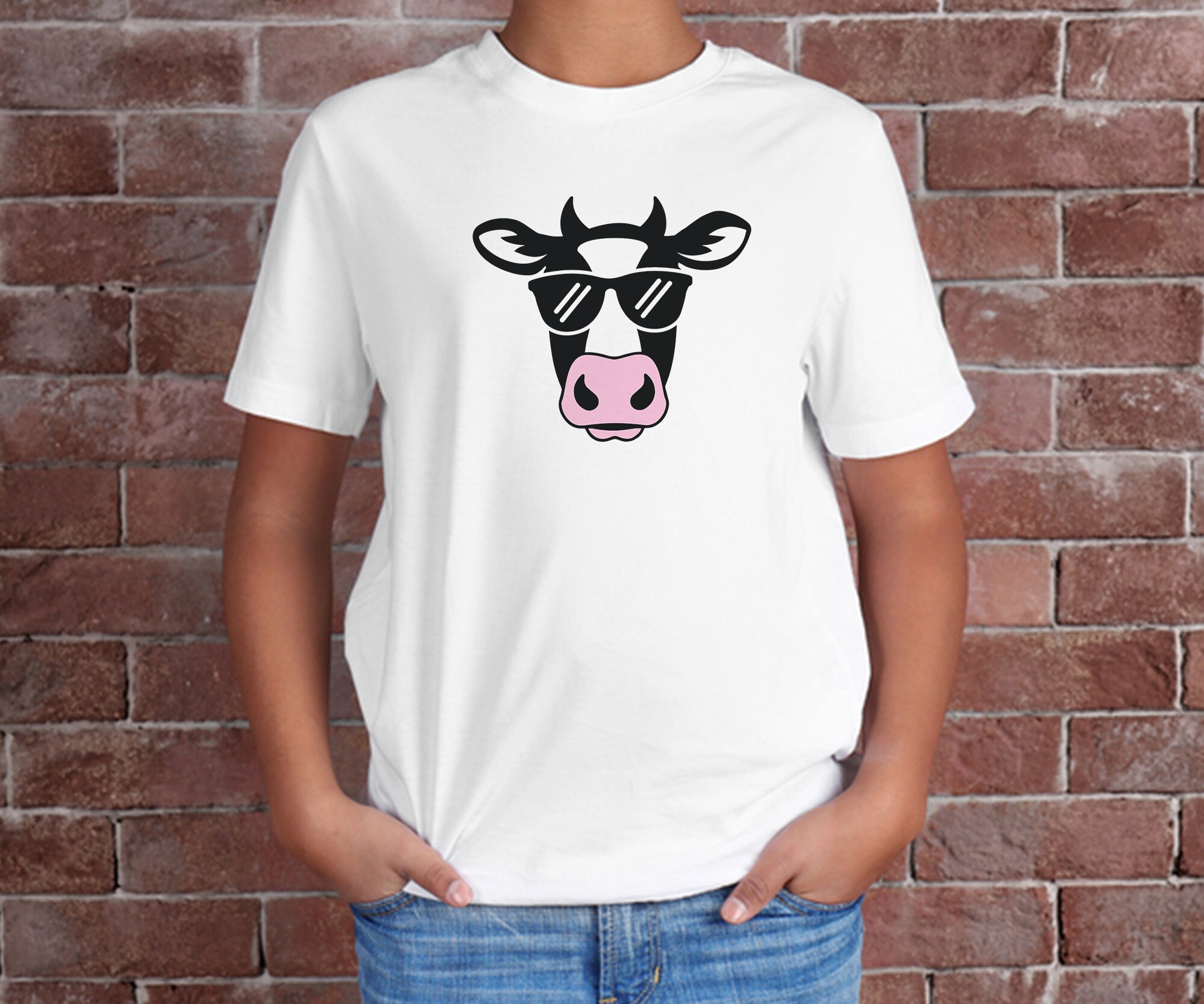 Cow Svg Cute Boy Girl Kid Cow Farmhouse Svg T-shirts Cow - Etsy