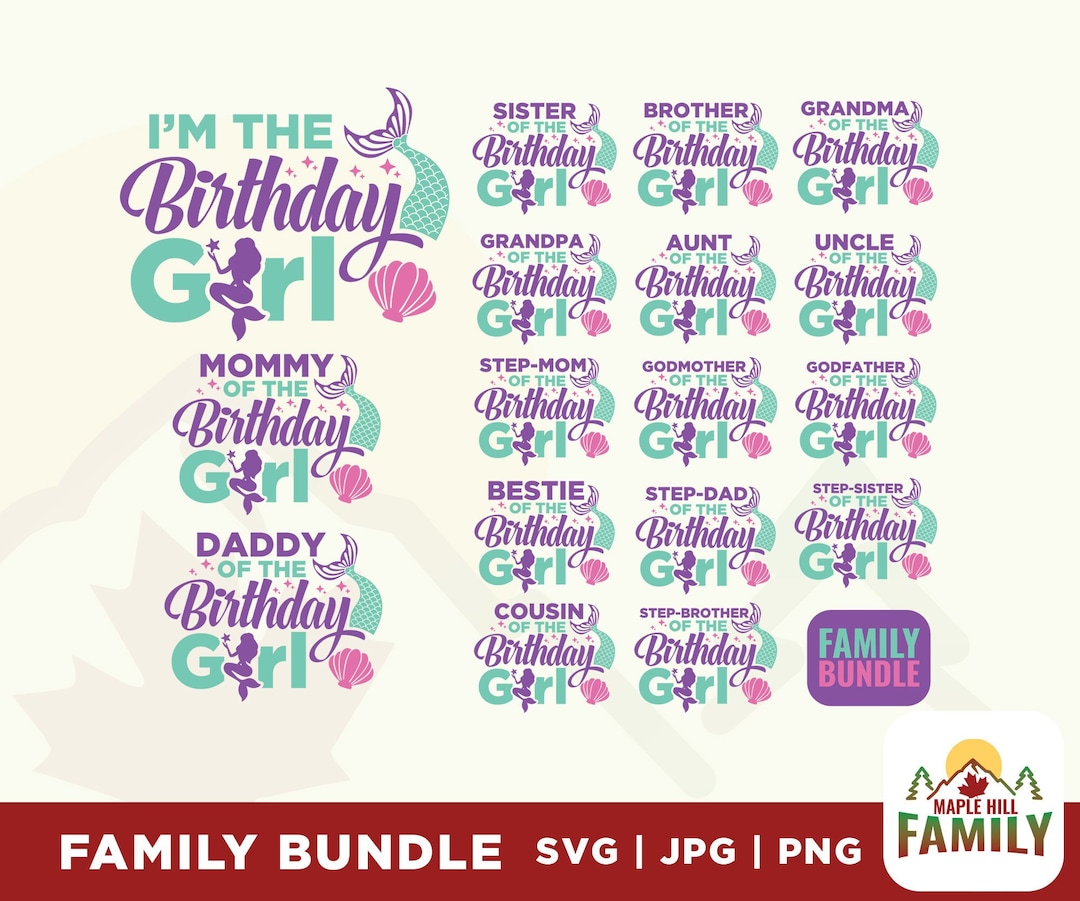 Mermaid Birthday Svg, Mermaid Birthday Shirts Svg, Matching Birthday ...