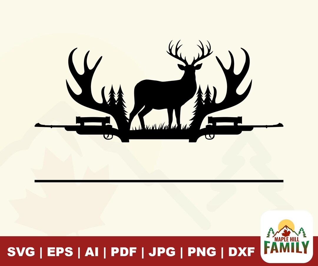 Deer Hunting Frame Svg, Pine Tree Forest Svg, Buck Svg, Deer Svg ...