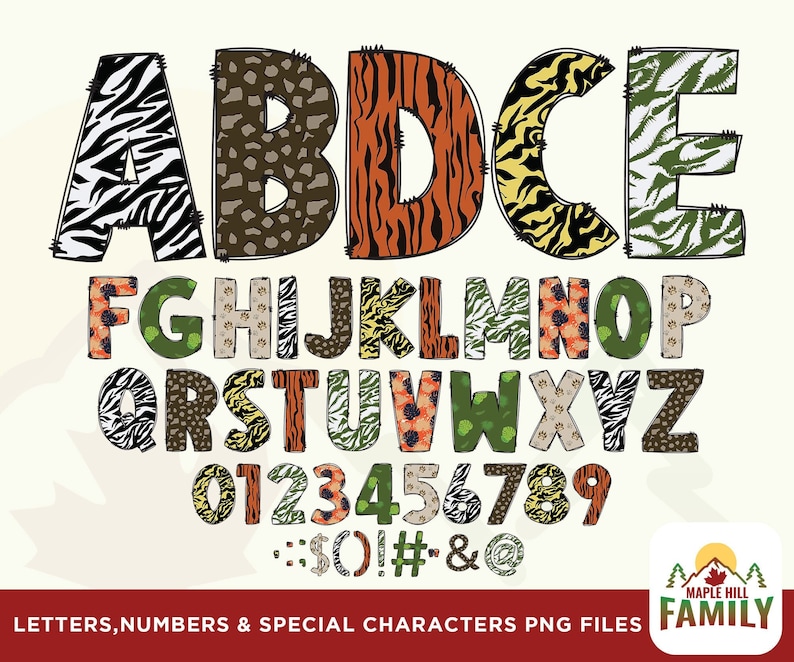 Jungle Animal Doodle Font, Safari Alphabet PNG (digital Download) - Etsy