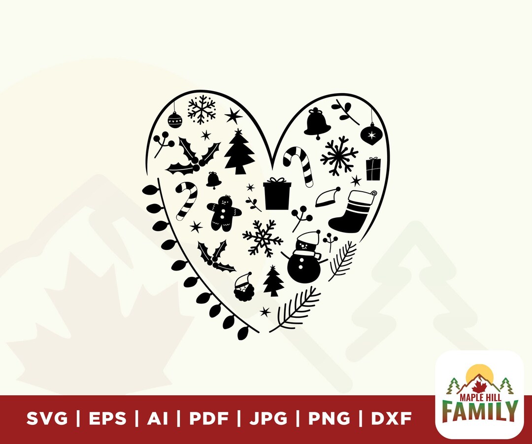 Christmas Heart Svg, Christmas Svg, Christmas Tree Svg, Love, Snowflake ...