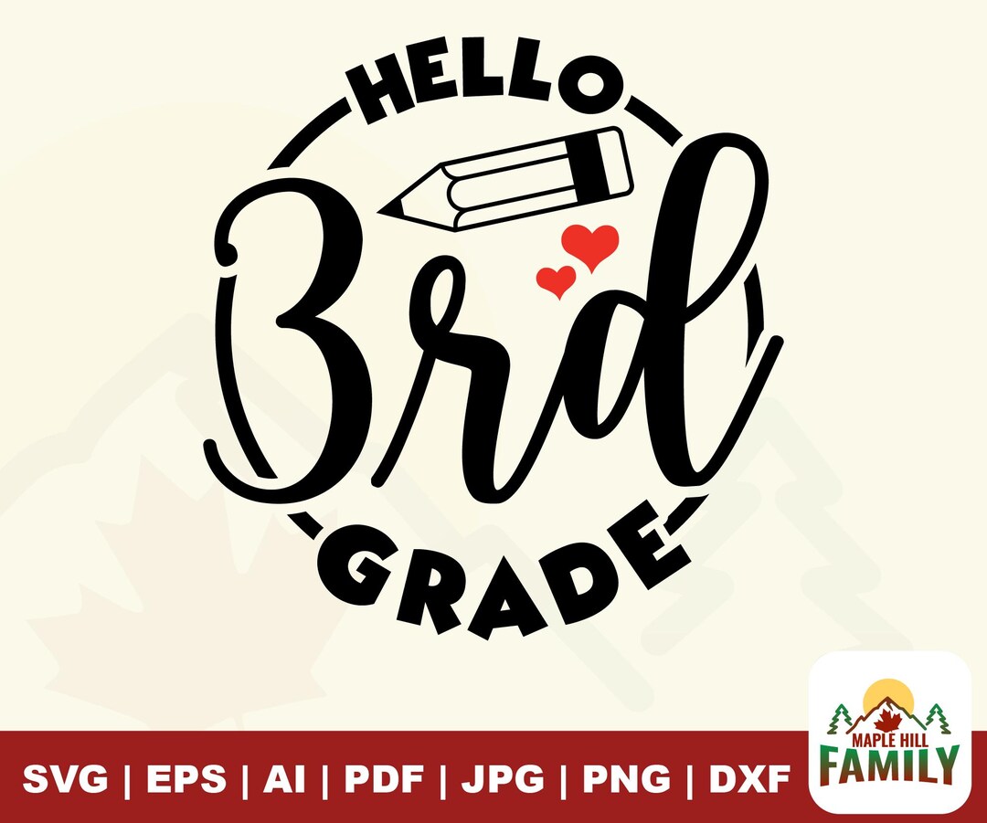 Hello 3rd Grade SVG: Back to School Cricut File (digital Download - Etsy