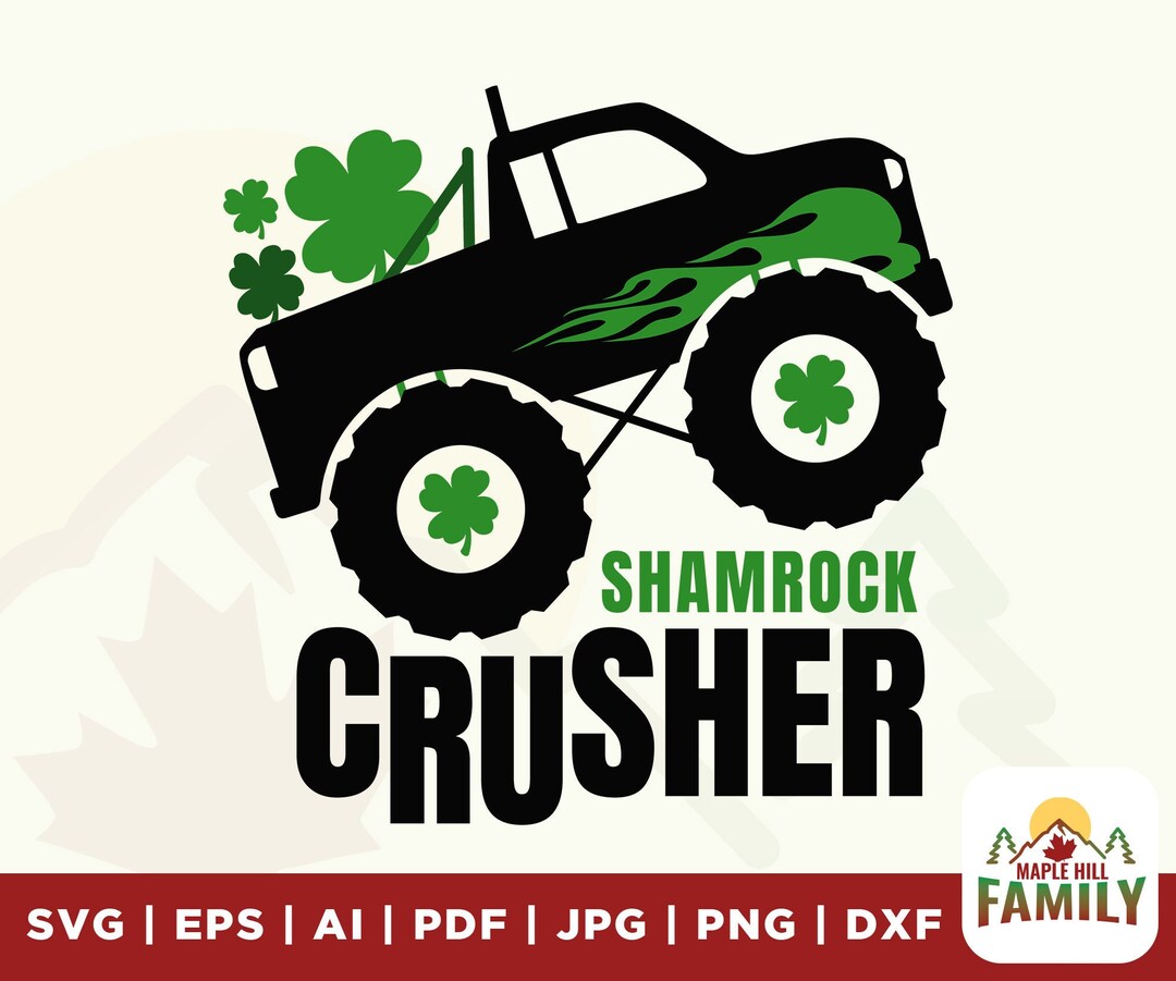 Shamrock Crusher SVG, Boys St Patrick Day SVG, Shamrock Monster Truck ...