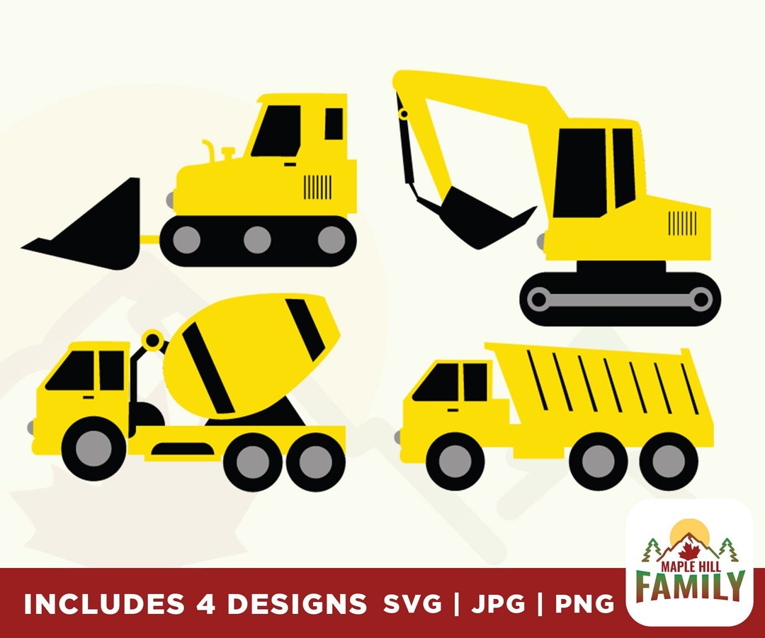 Bau SVG, LKW-Svg-Dateien, Bagger svg, Kipper svg, Bau Clipart, Cricut ...
