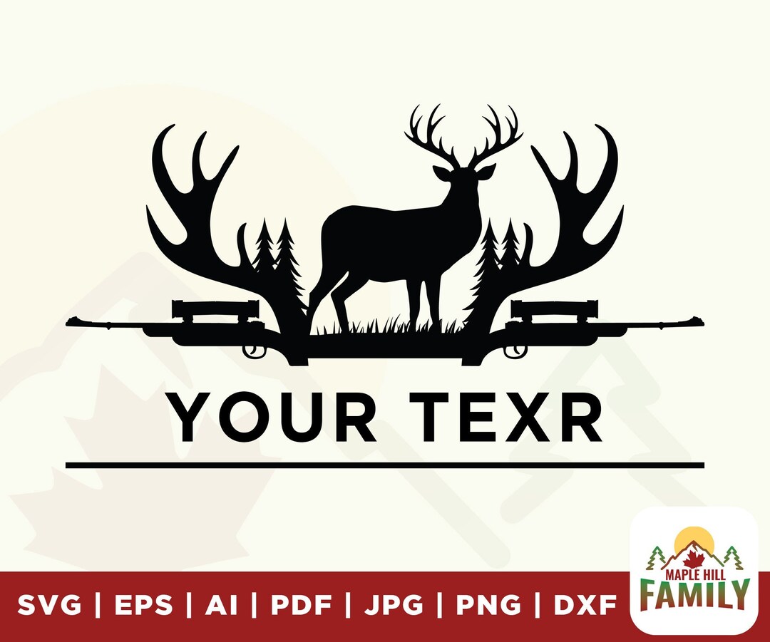 Deer Hunting Frame Svg, Pine Tree Forest Svg, Buck Svg, Deer Svg ...